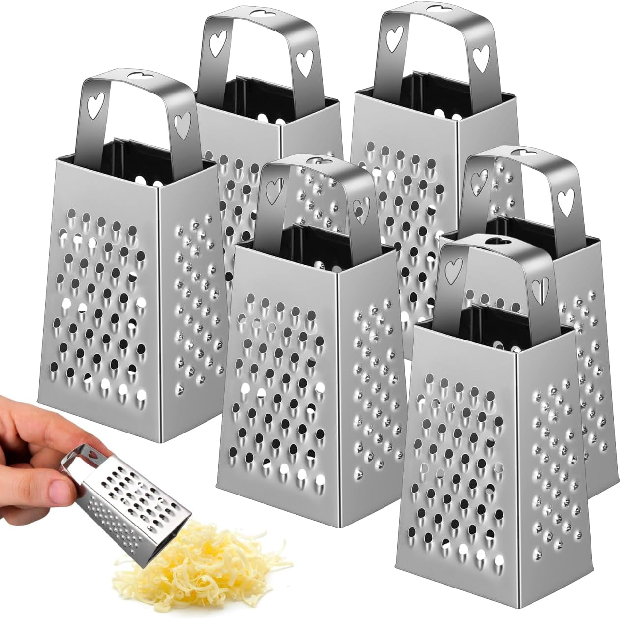 6pcs Mini Cheese Grater Set Stainless Steel Four Sided Box Grater ...