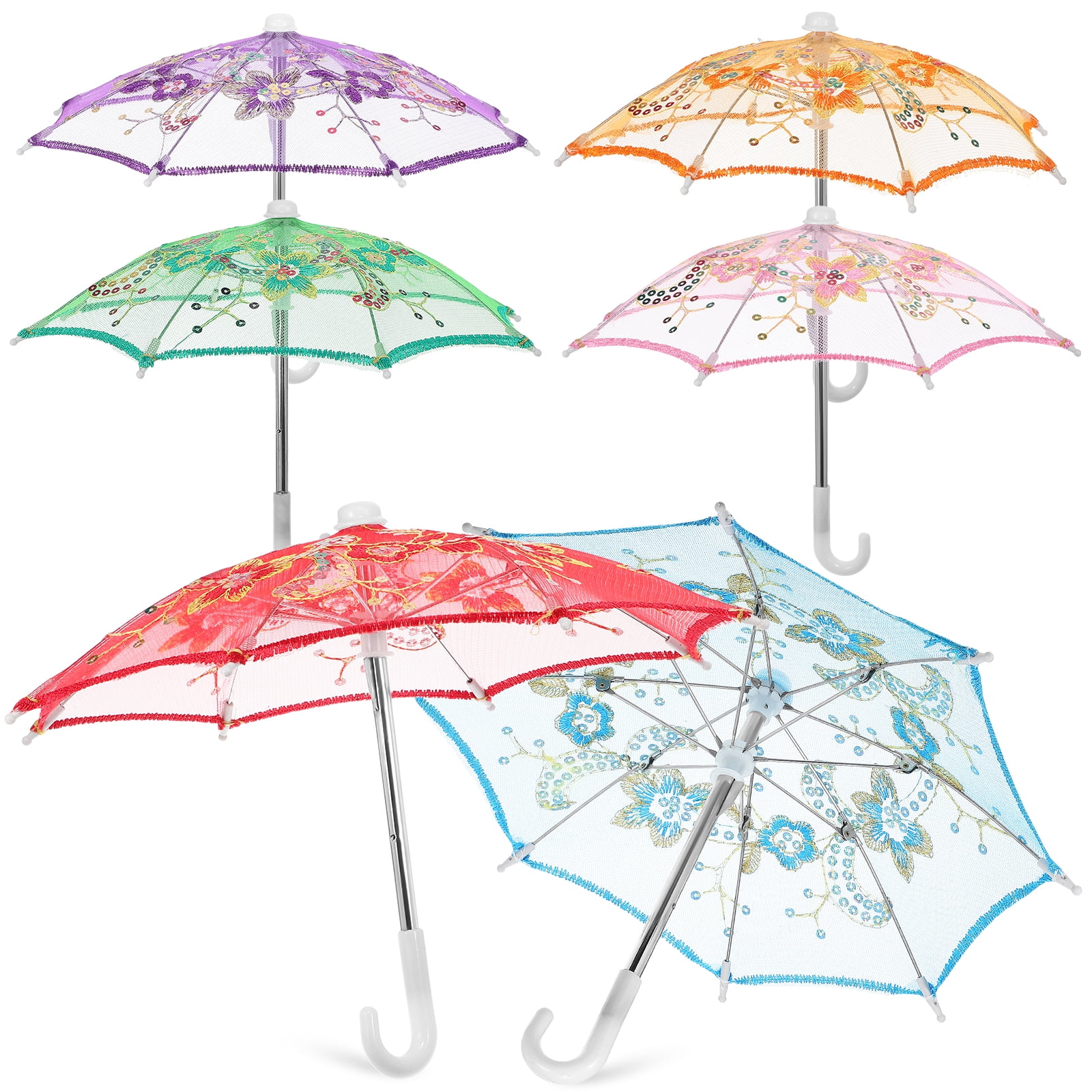 6pcs Mini Lace Umbrellas Doll Lace Parasols Mini Parasol Shining ...