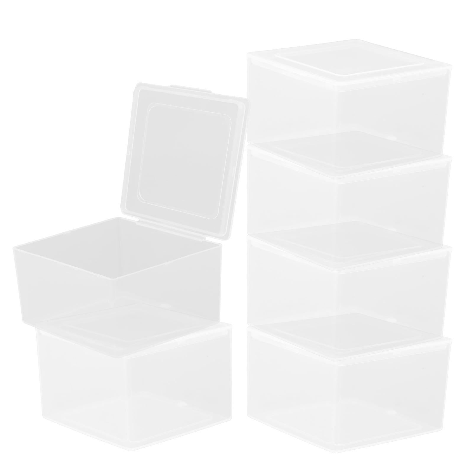 6pcs Mini Plastic Boxes 3.14X3.14X1.97in Small Clear Storage Containers ...