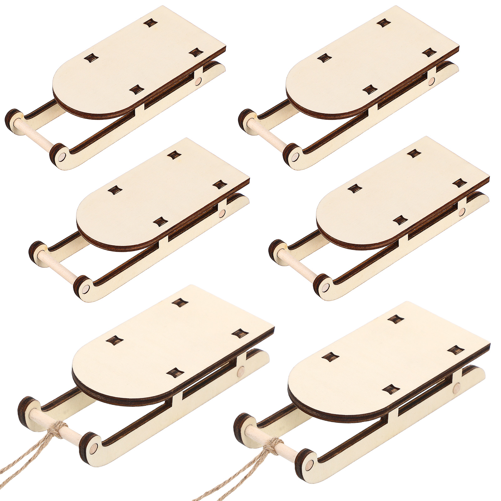 6pcs Mini Sleighs Miniature Wooden Mini Sleighs Kit Tabletop Wood ...