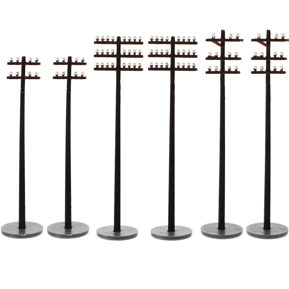 6pcs Realistic Pole Set for Model Train Layouts, Landscape Decorations ...