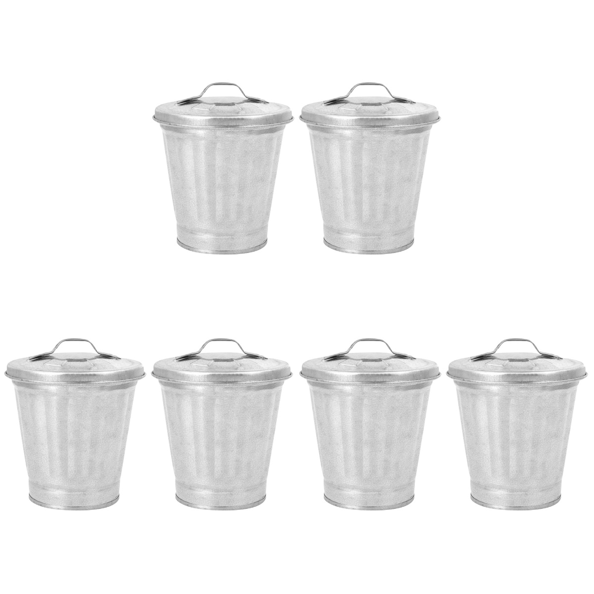6pcs Mini Trash Can Galvanized Flower Bucket Small Trash Cans with Lids ...