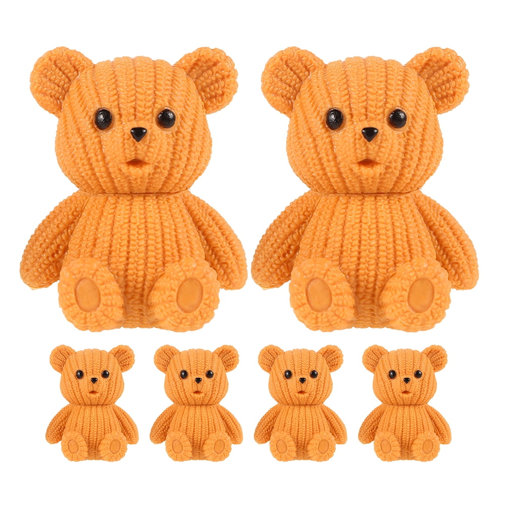 6pcs Cute Mini Bear Figurines for Landscape Decors Miniature Bear ...