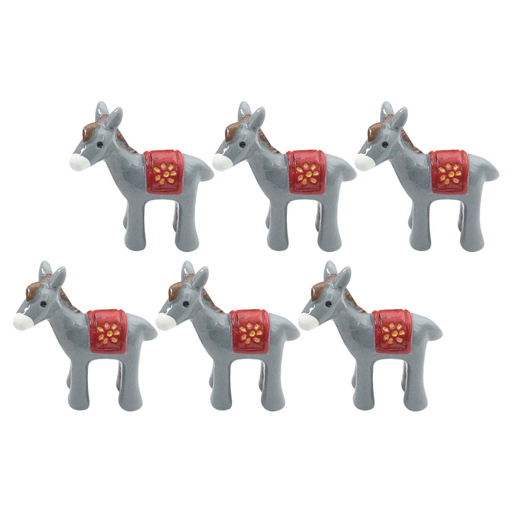 6pcs Miniature Donkey Statues Resin Donkey Figurine Animal Mini Garden ...
