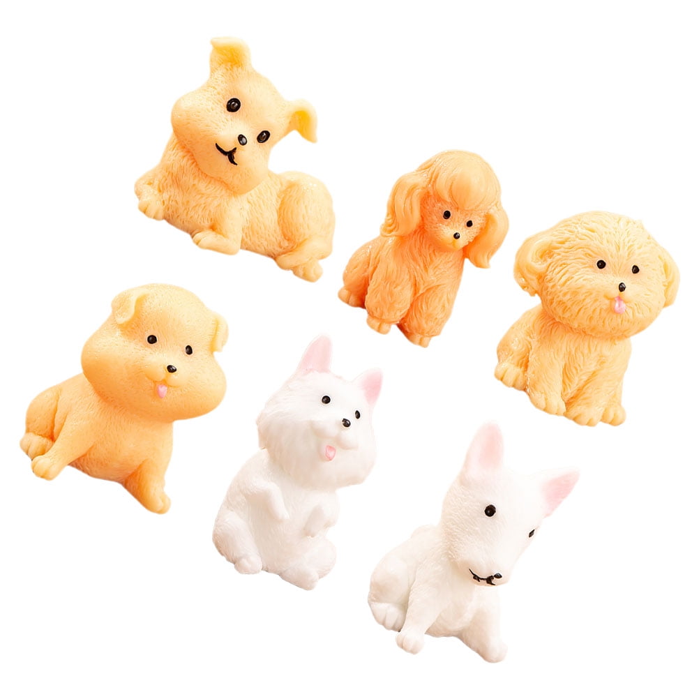 6pcs Miniature Statues Hand-Painted Resin Dog Figurines for Gardens ...