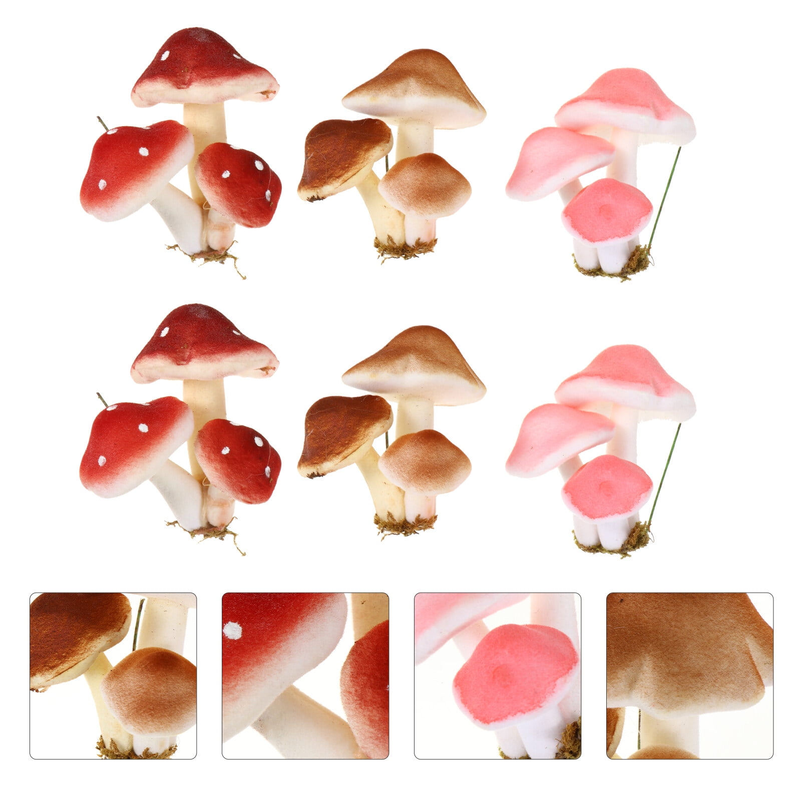 6pcs Mushroom Garden Decor Miniature Mushroom Figurines Landscape For ...