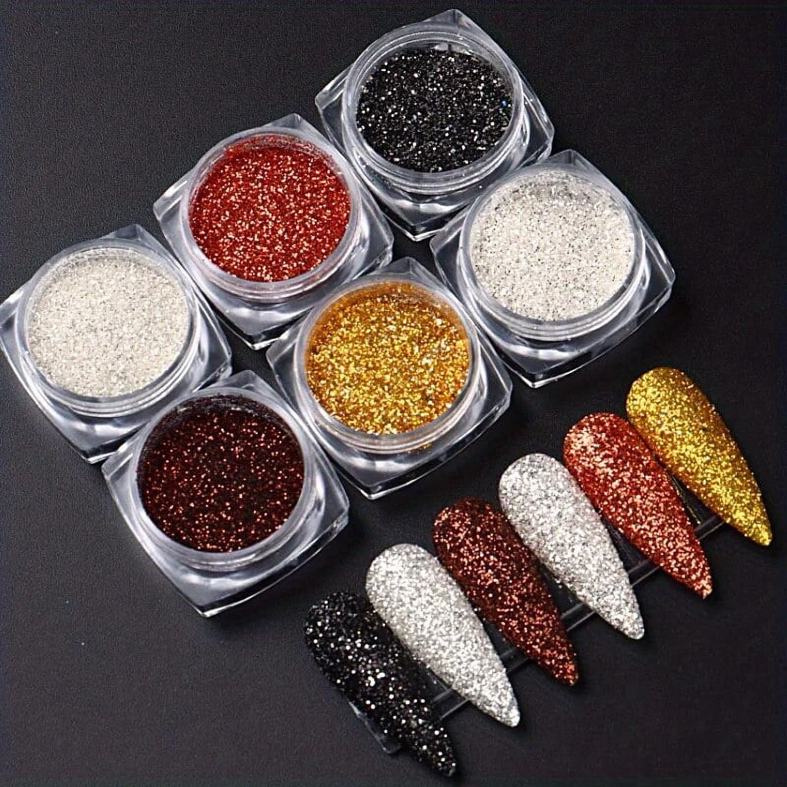 6pcs Nail Polish Glitter Fine Sand Holographic Glitter Powder Black ...