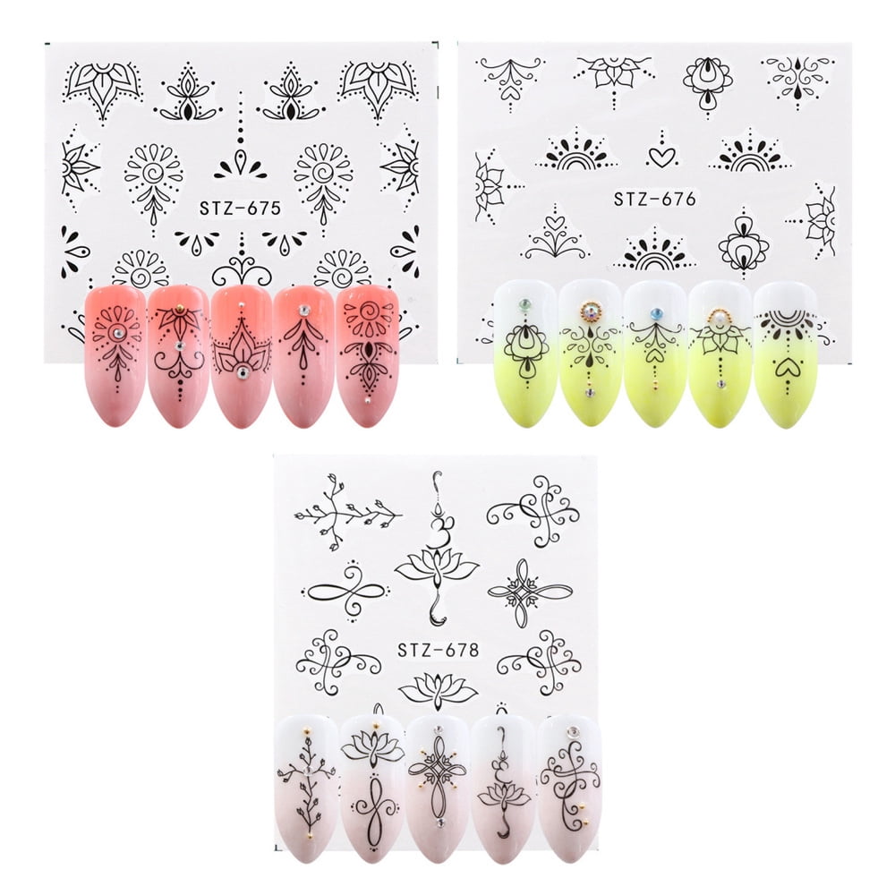 6pcs Nail water transfer nail paste flowers and plants art stickers ...