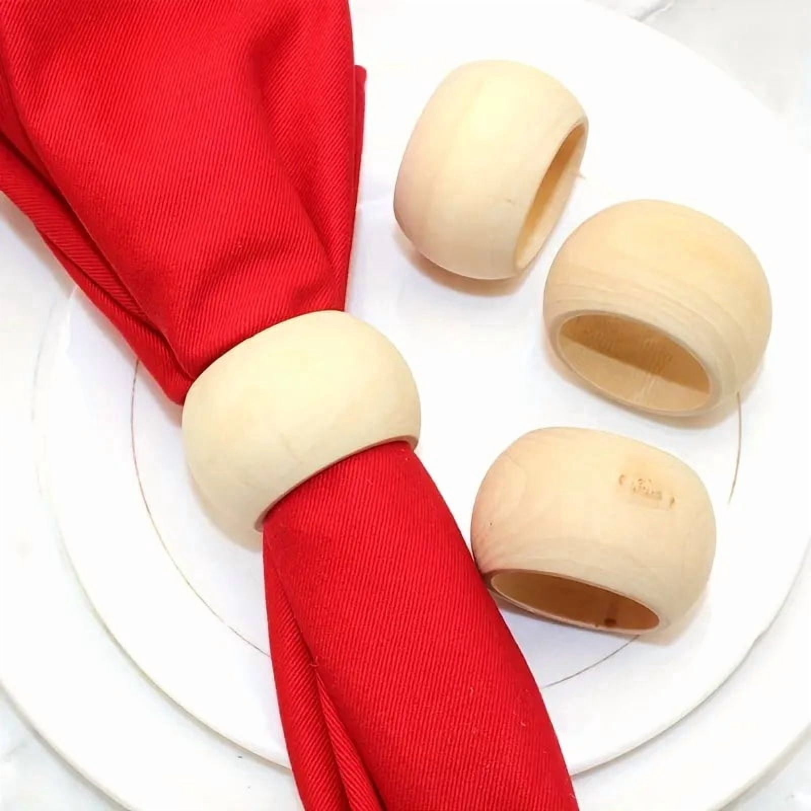 6pcs Natural Wooden Napkin Rings - Elegant Round Table Decor Holders ...