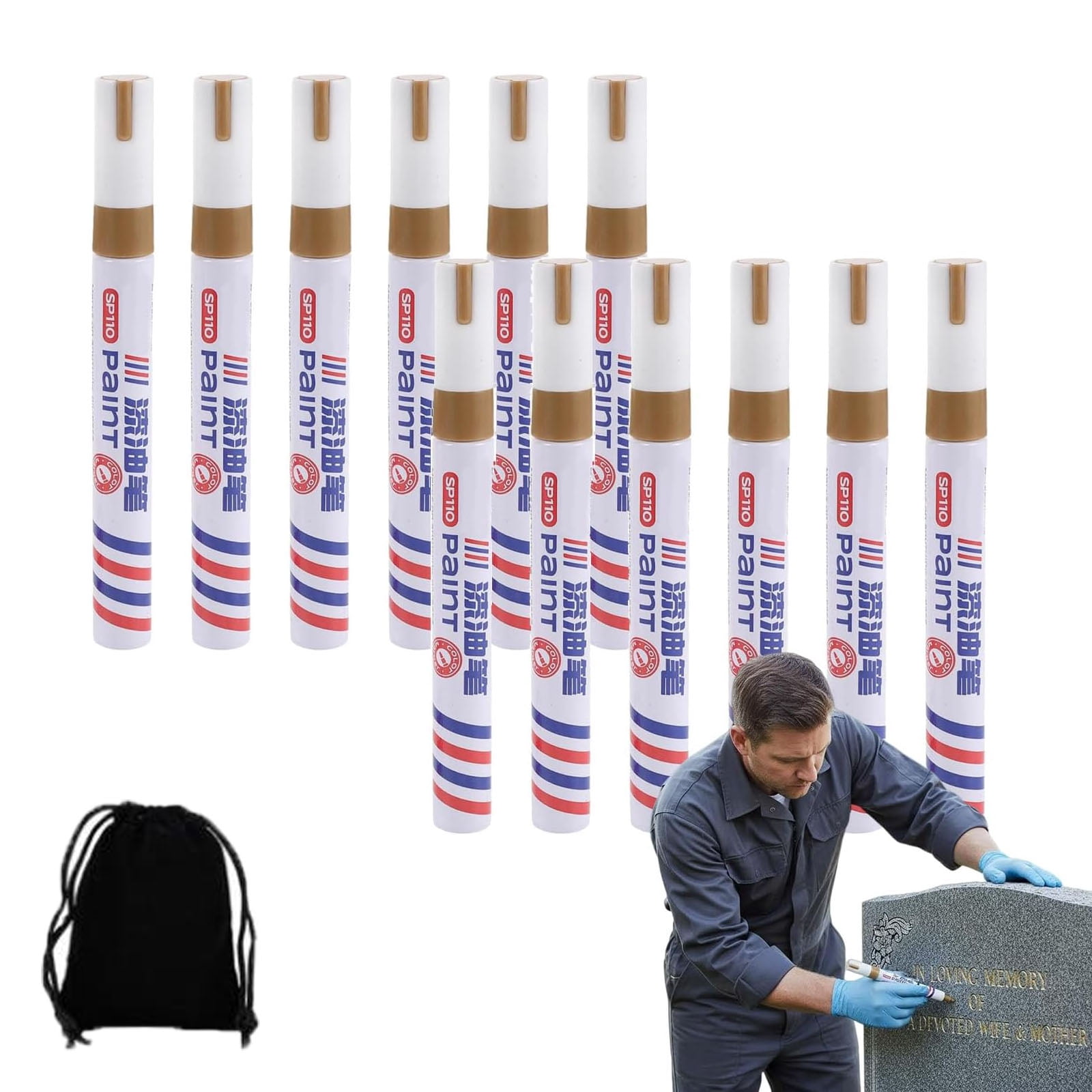 6pcs Oil Based Paint Pens for Tombstone Repair, Waterproof Paint Pens ...