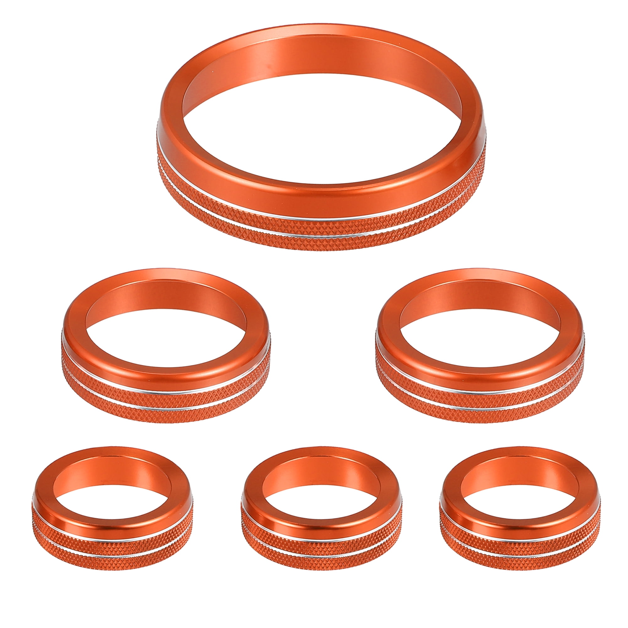 6pcs Orange Aluminum Alloy Car AC Control Ring Knob Trim Cover for Ford ...