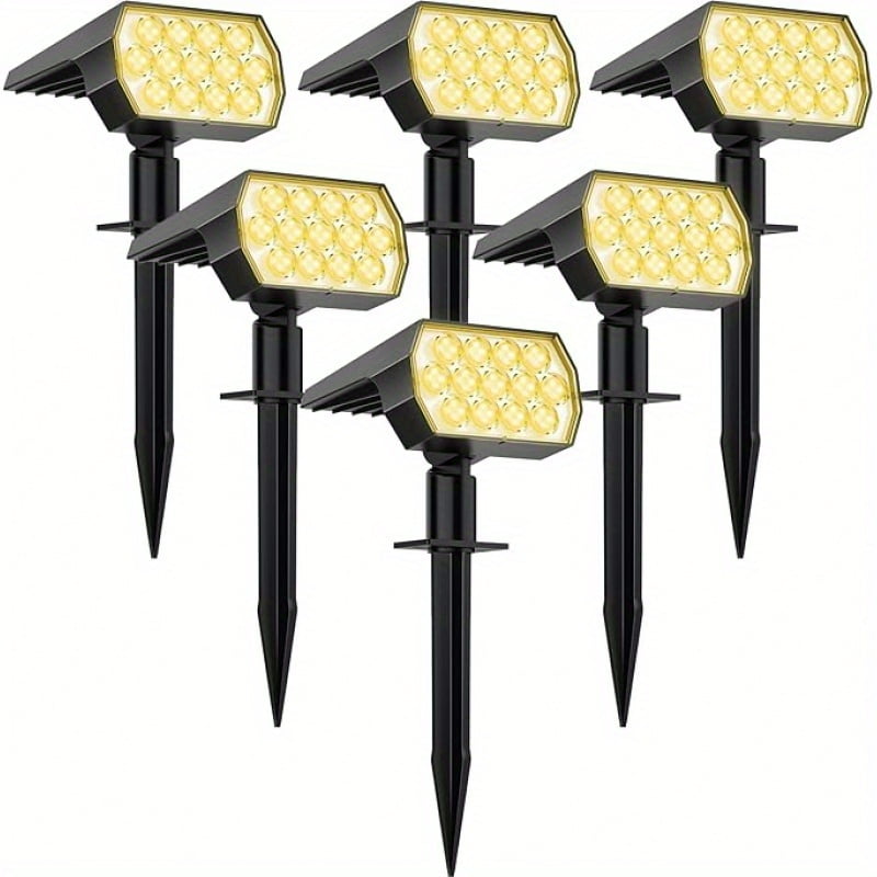 6pcs, Outdoor Solar Spotlight, [6pcs/52 LEDs/3 Modes] 2in 1 Solar ...