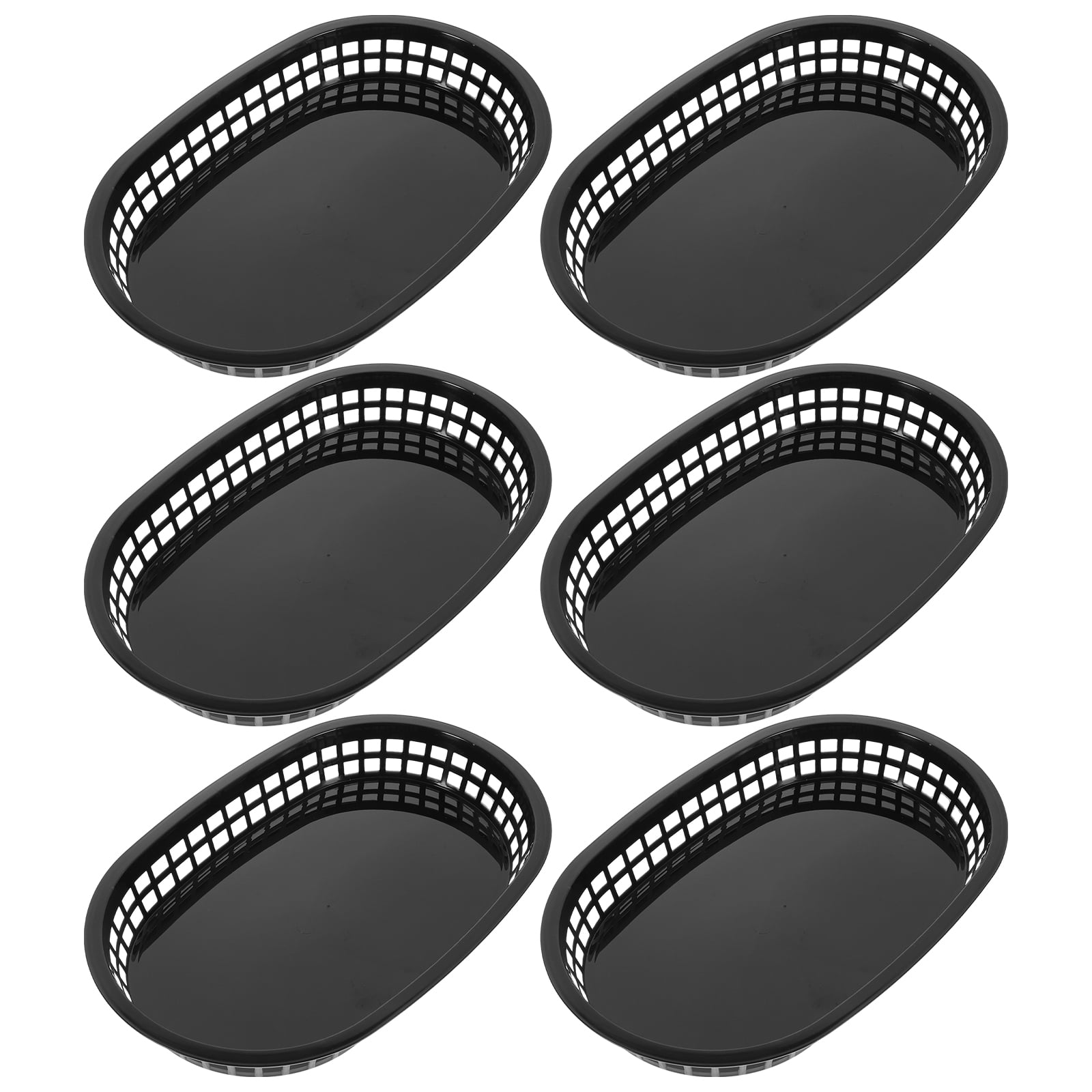 6pcs Oval Food Baskets Plastic Bread Serving Baskets Service Trays Chip ...