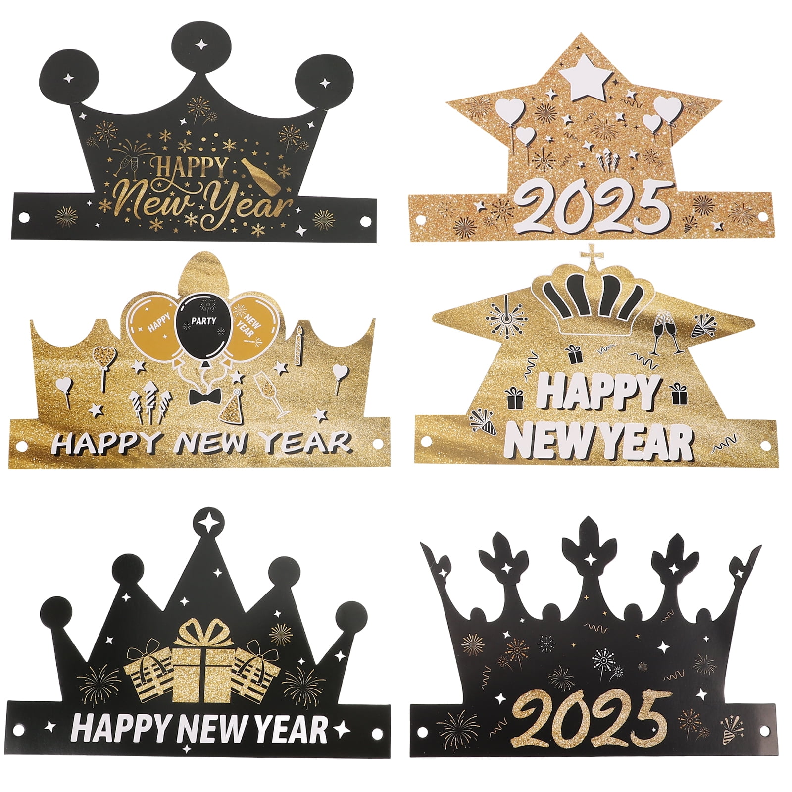 6pcs Paper Crowns Happy New Year Caps New Year Crowns Hats Party Crown ...