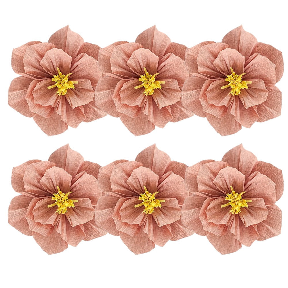 6pcs Paper Flowers 3D Atmosphere Crepe Paper Flowers Handcrafted Home ...