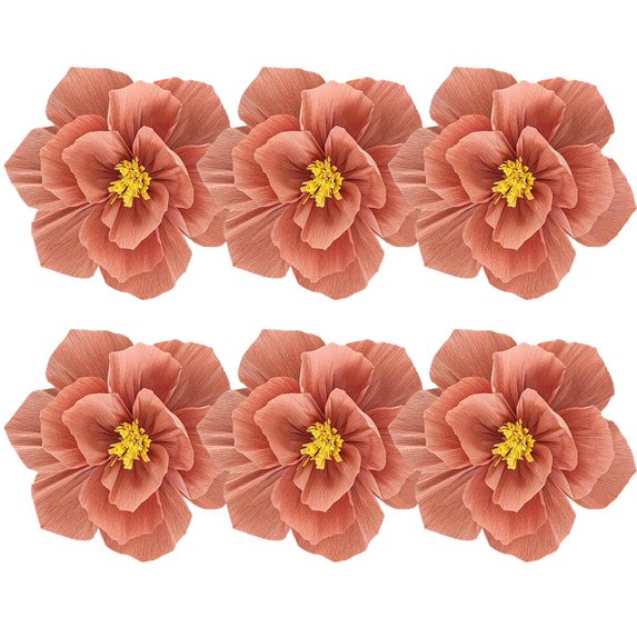 6pcs Paper Flowers 3D Atmosphere Crepe Paper Flowers Handcrafted Home ...