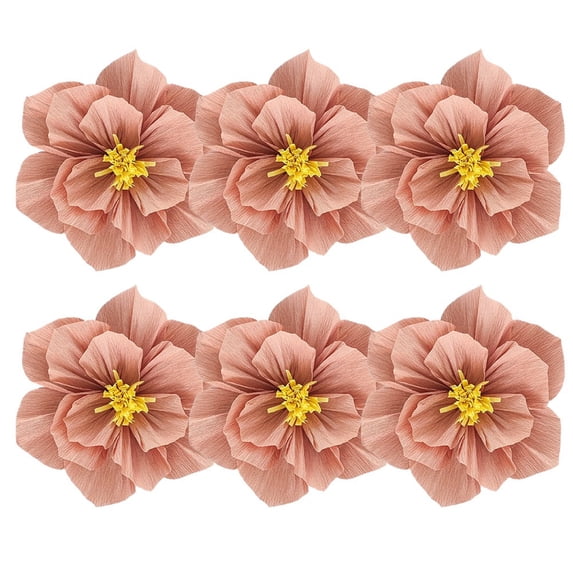 6pcs Paper Flowers 3D Crepe Paper Flowers Handcrafted Home Decor ...
