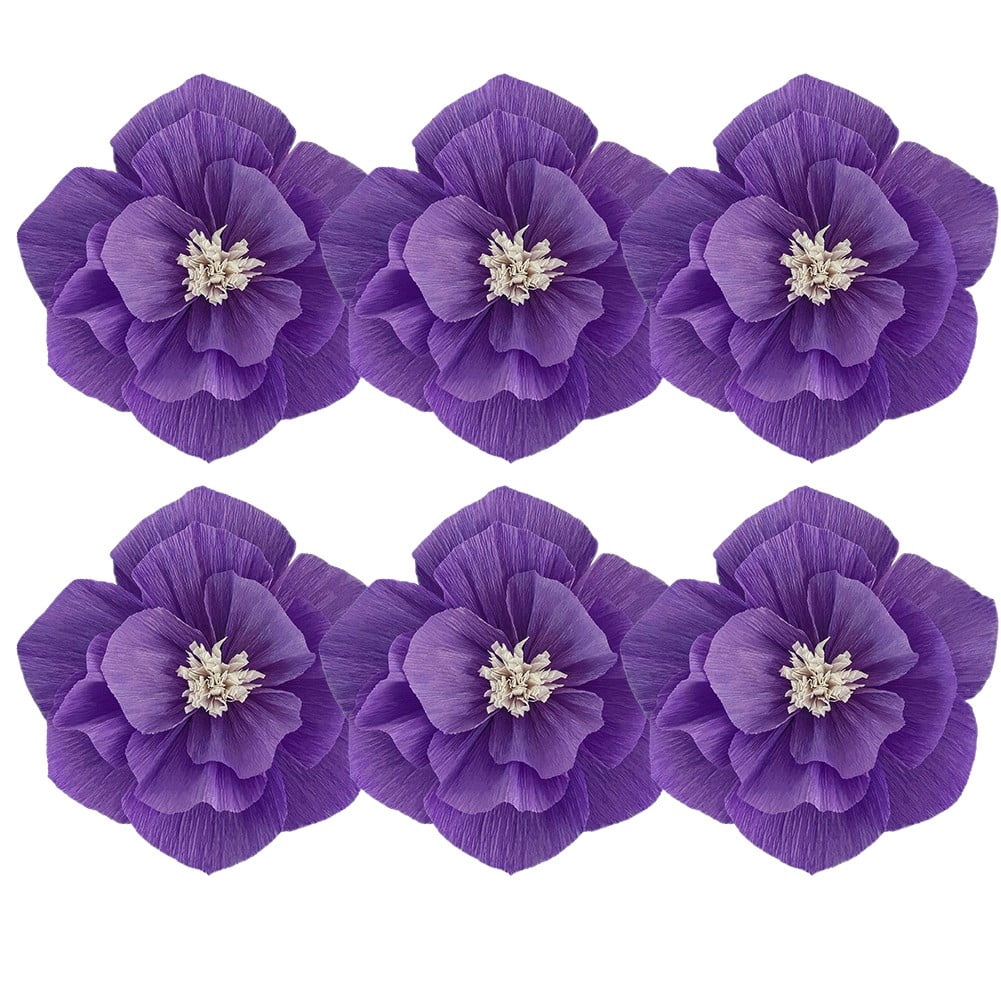 6pcs Paper Flowers 3D Crepe Paper Flowers Handcrafted Home Decor ...