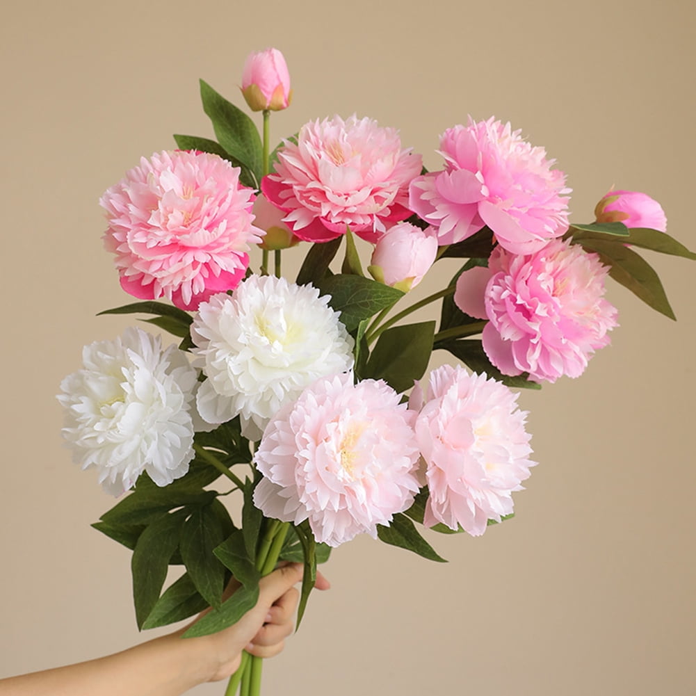 6pcs Peonies Artificial Flowers Pink Artificial Ranunculus Flowers Silk ...