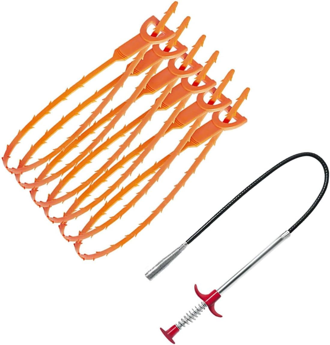 6pcs Pipe Cleaner Hair Pick up Tool Cleaning Hooks Drain Clog Sewer ...