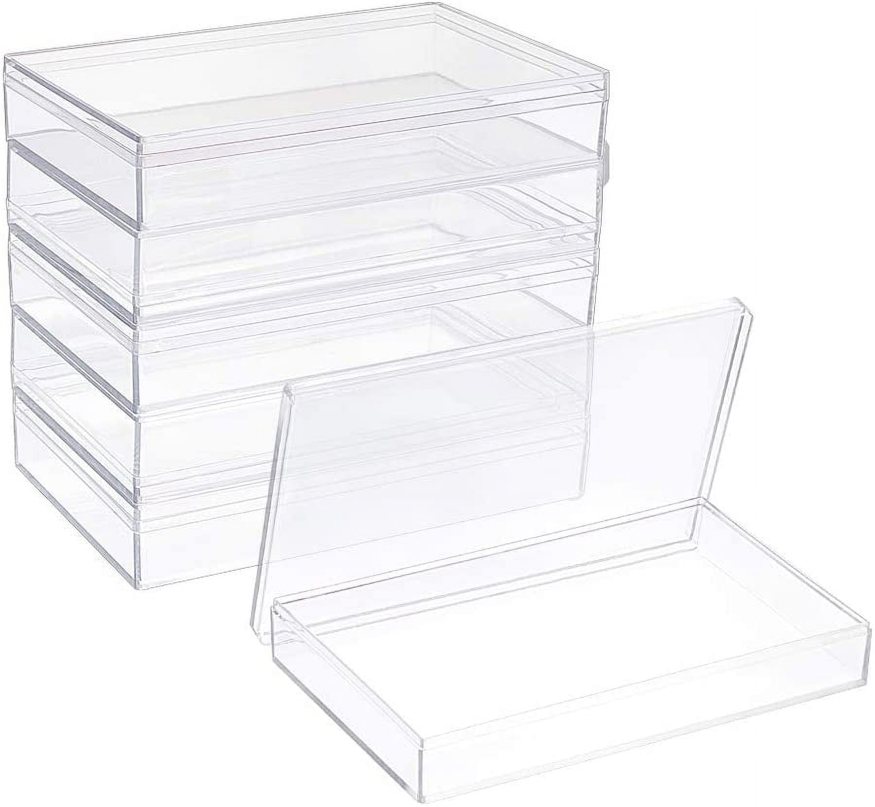 6pcs Plastic Bead Containers Rectangle Clear 14.4x9x2.5cm Inner ...