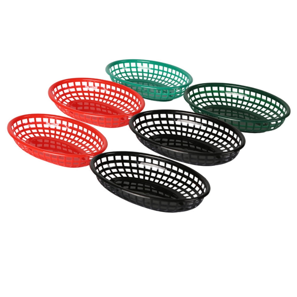 6pcs Plastic Ellipse Basket Bread Basket French Fries Snacks Container ...