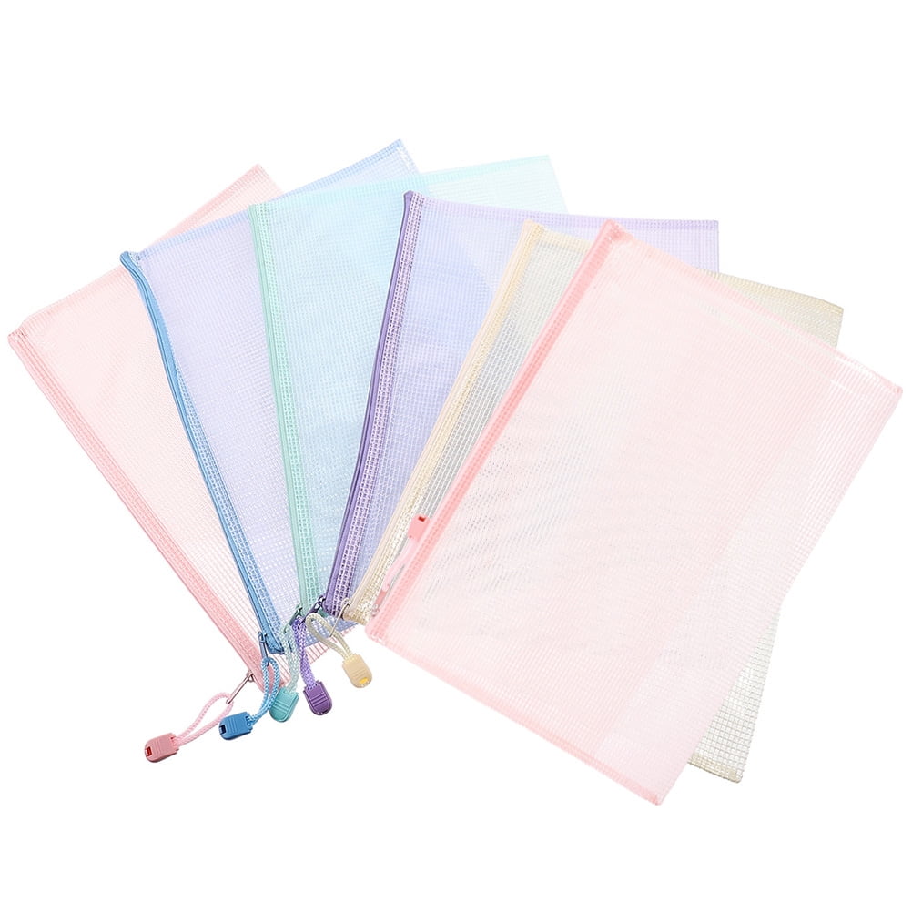 6pcs Plastic Mesh Document Bags Zipper Mesh Pouches Zipper Document ...