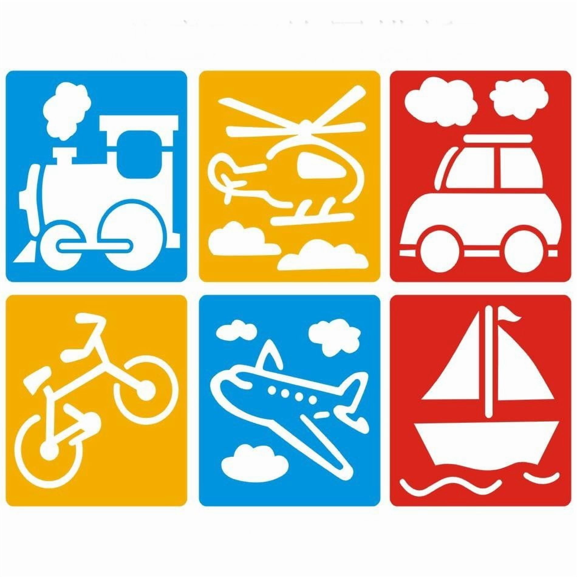6pcs Plastic Picture Drawing Template Stencils - Kids DIY Art Painting ...