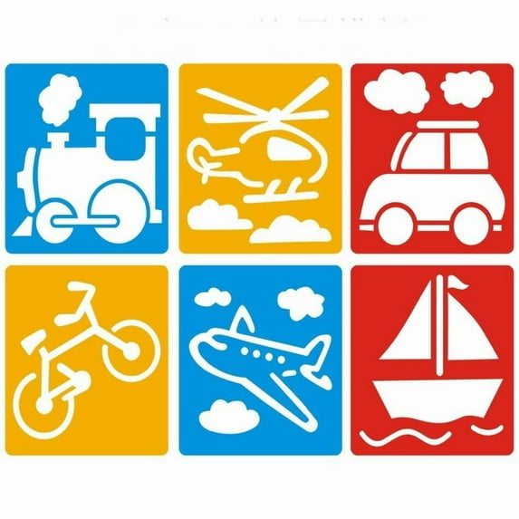 6pcs Plastic Picture Drawing Template Stencils - Kids DIY Art Painting ...