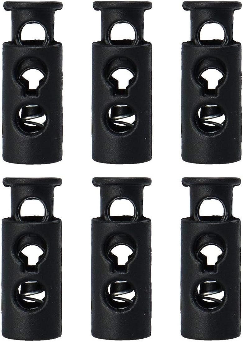 6pcs Plastic Spring Cord Locks, End Stopper Double Hole Toggle Rope ...