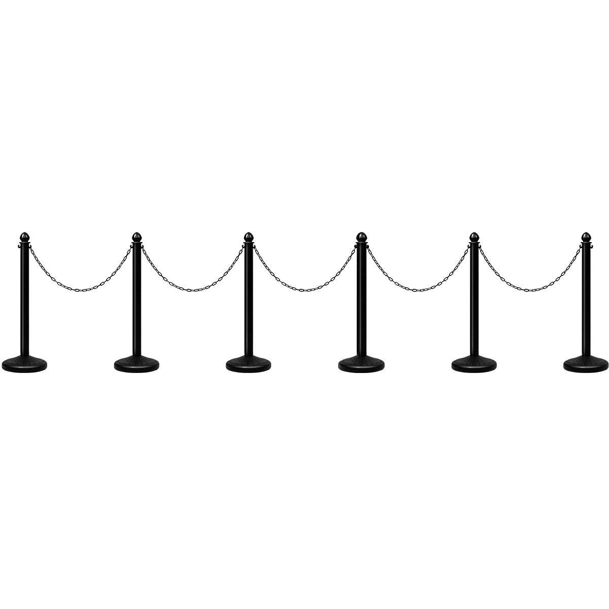 6pcs Plastic Stanchion Set, Safety Stanchion Barrier Posts Queue Line ...
