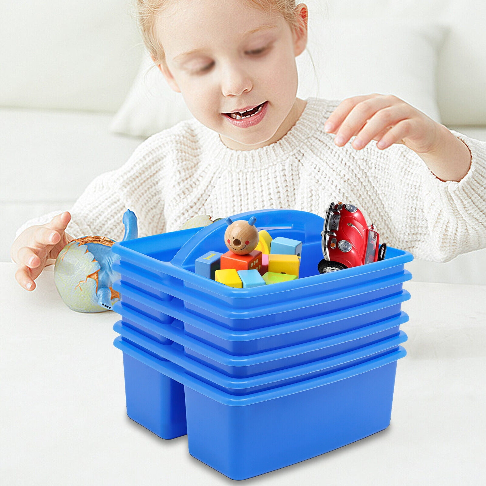6pcs Plastic Storage Caddies Kids Portable Bulk Stackable Plastic Bins ...