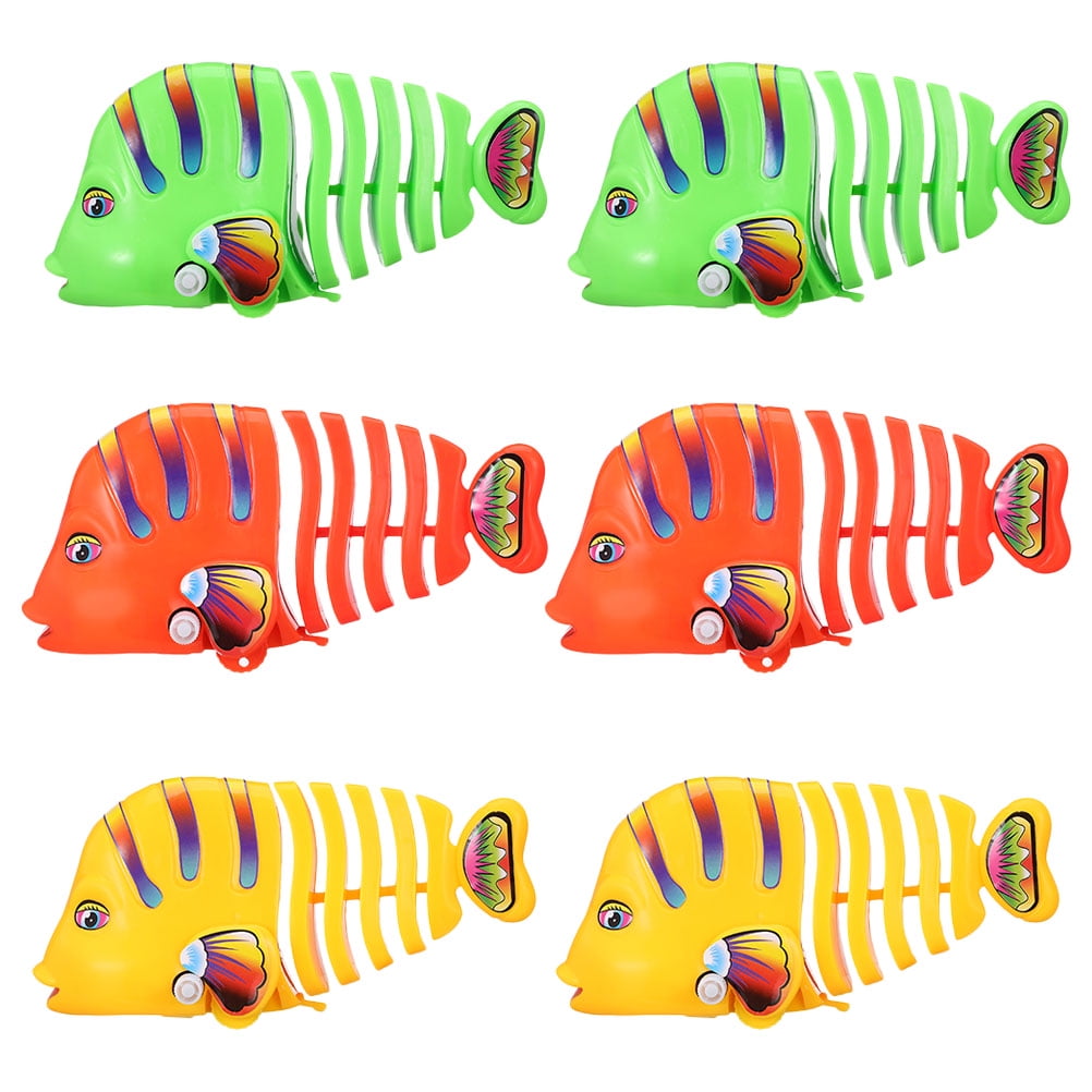 6pcs Plastic Wind-Up Bath Fish Toys Clockwork Swinging Cartoon Toy Fish ...