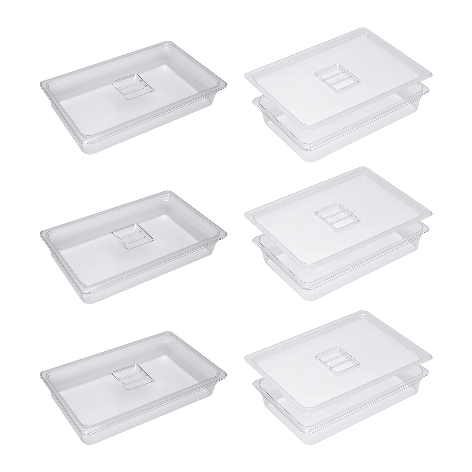 6pcs Polycarbonate Food Pans with Lid 4'' Deep Kitchen Clear Fruits ...