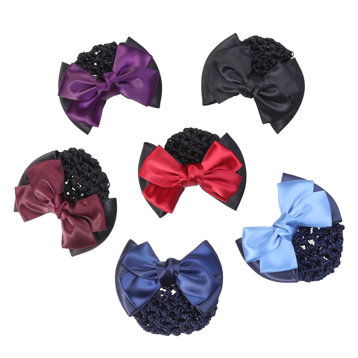 6pcs Professional Office Elastic Bun Bow Headdress Hair Snood Net Mesh ...