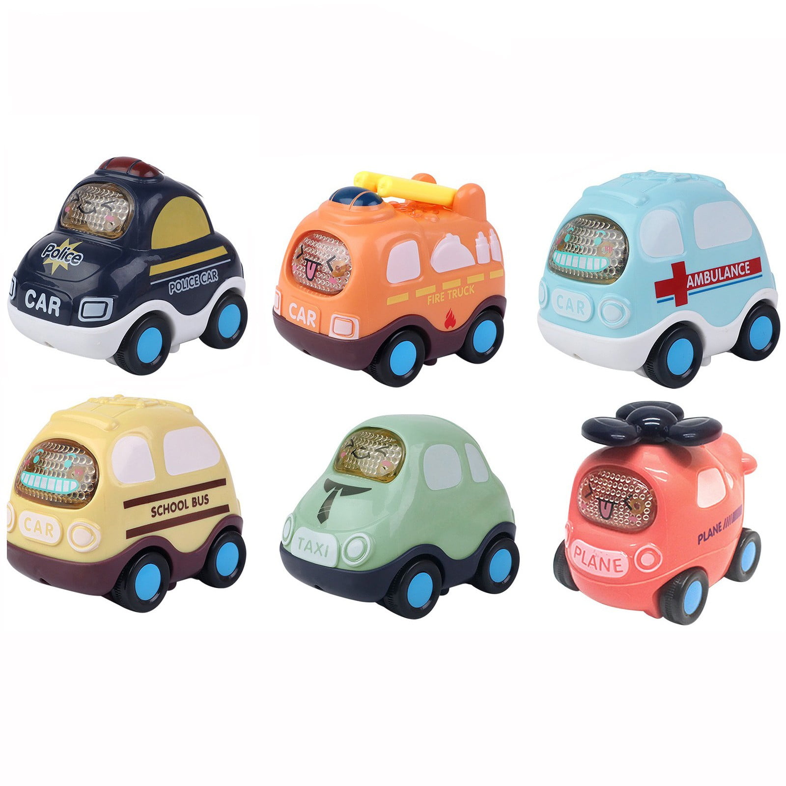 6pcs Q Car Cartoon Mini Toy Cars for Kids, Sliding Gear Storage ...