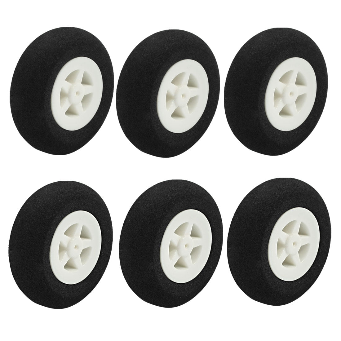 6pcs RC Model Toys Aircraft Plastic Hub Sponge Spoke Wheel Tire ...
