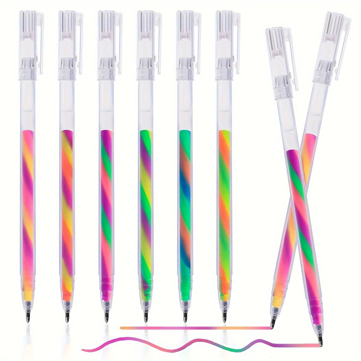 6pcs Rainbow 3-color Pen Glitter Gel Pens Set - 1.2mm Vibrant Colors ...