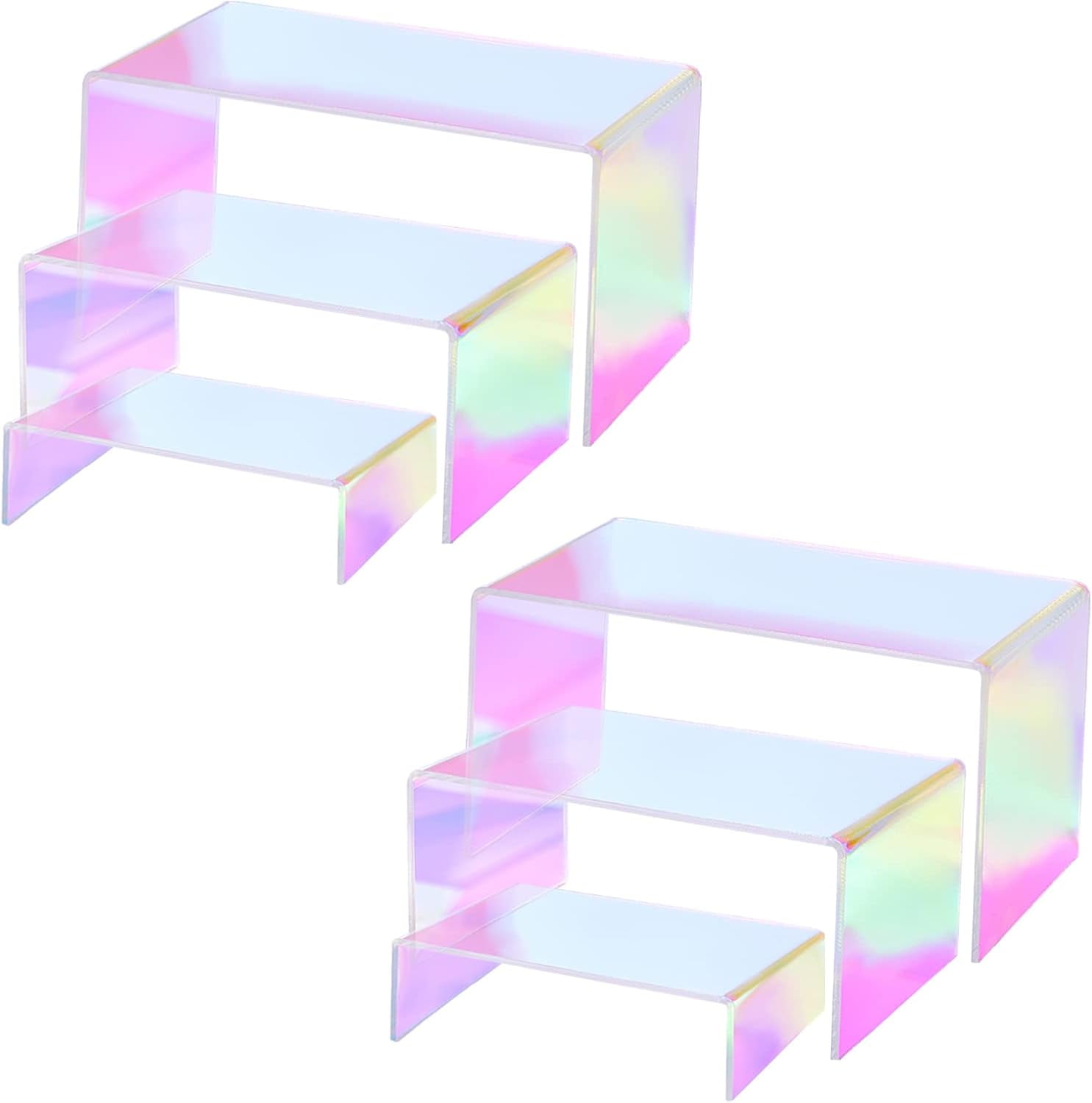 6pcs Rainbow Display Risers 3 Sizes Acrylic Product Stand Shelf ...