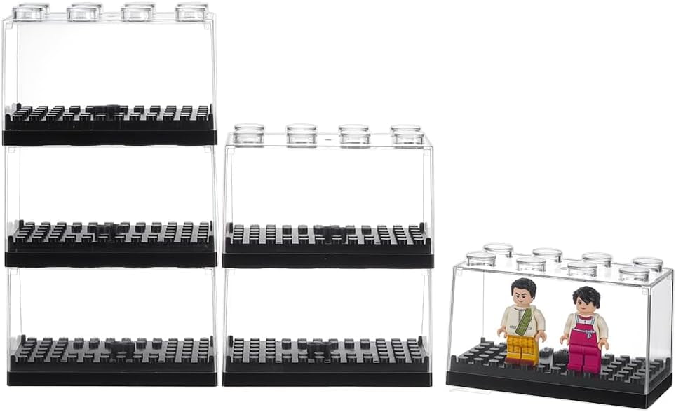 6pcs Rectangle Stackable Plastic Minifigures Display Case Dustproof ...