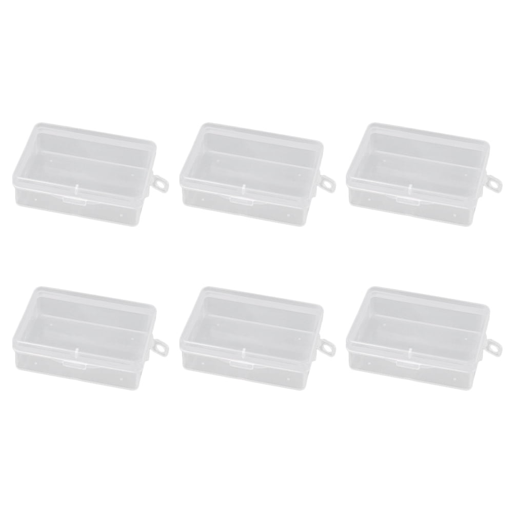 6pcs Rectangular Plastic Storage Box Small Transparent Case Jewelry ...