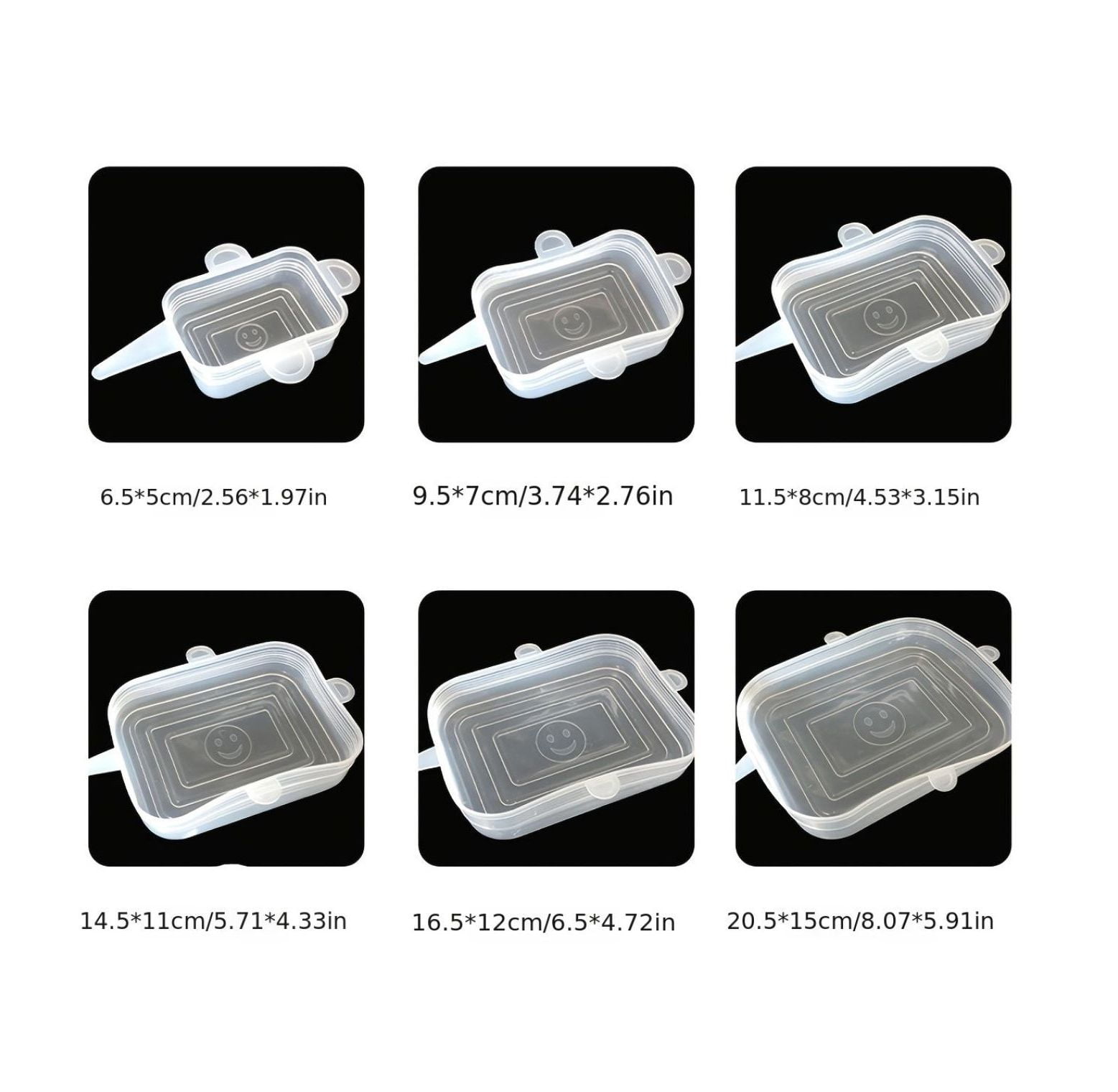 6pcs Rectangular Silicone Fresh-keeping Lid; Eco-friendly Reusable Food ...