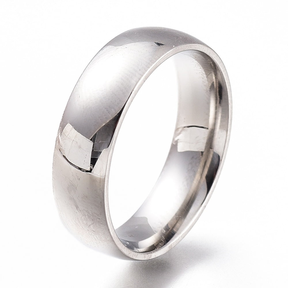 6pcs Resistant 304 Stainless Steel Finger Rings Plain Band Rings ...