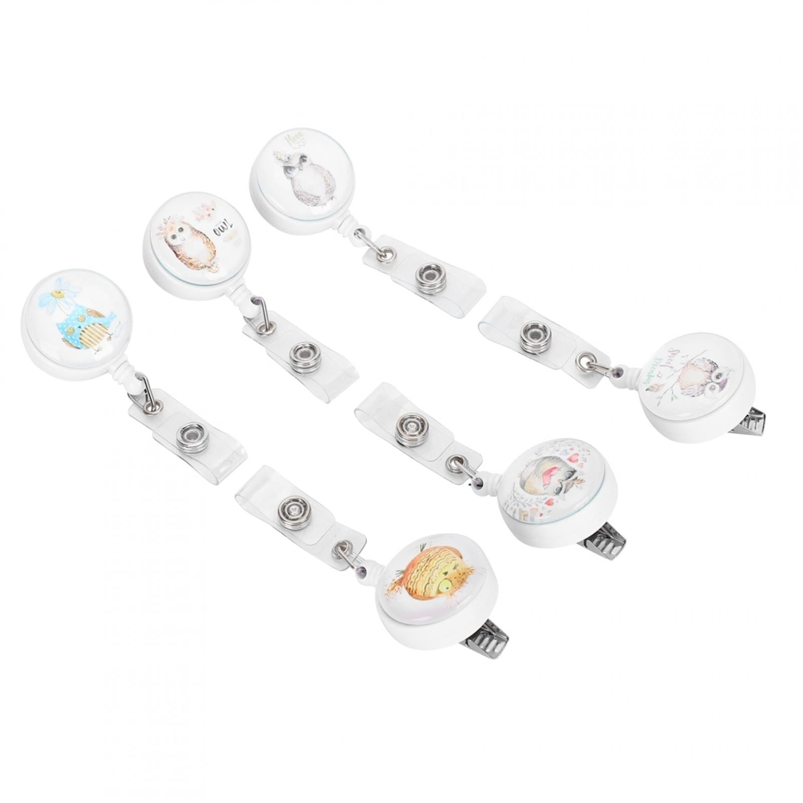 6pcs Retractable Badge Holder Cute Animal Pattern 360° Degree Rotating ...