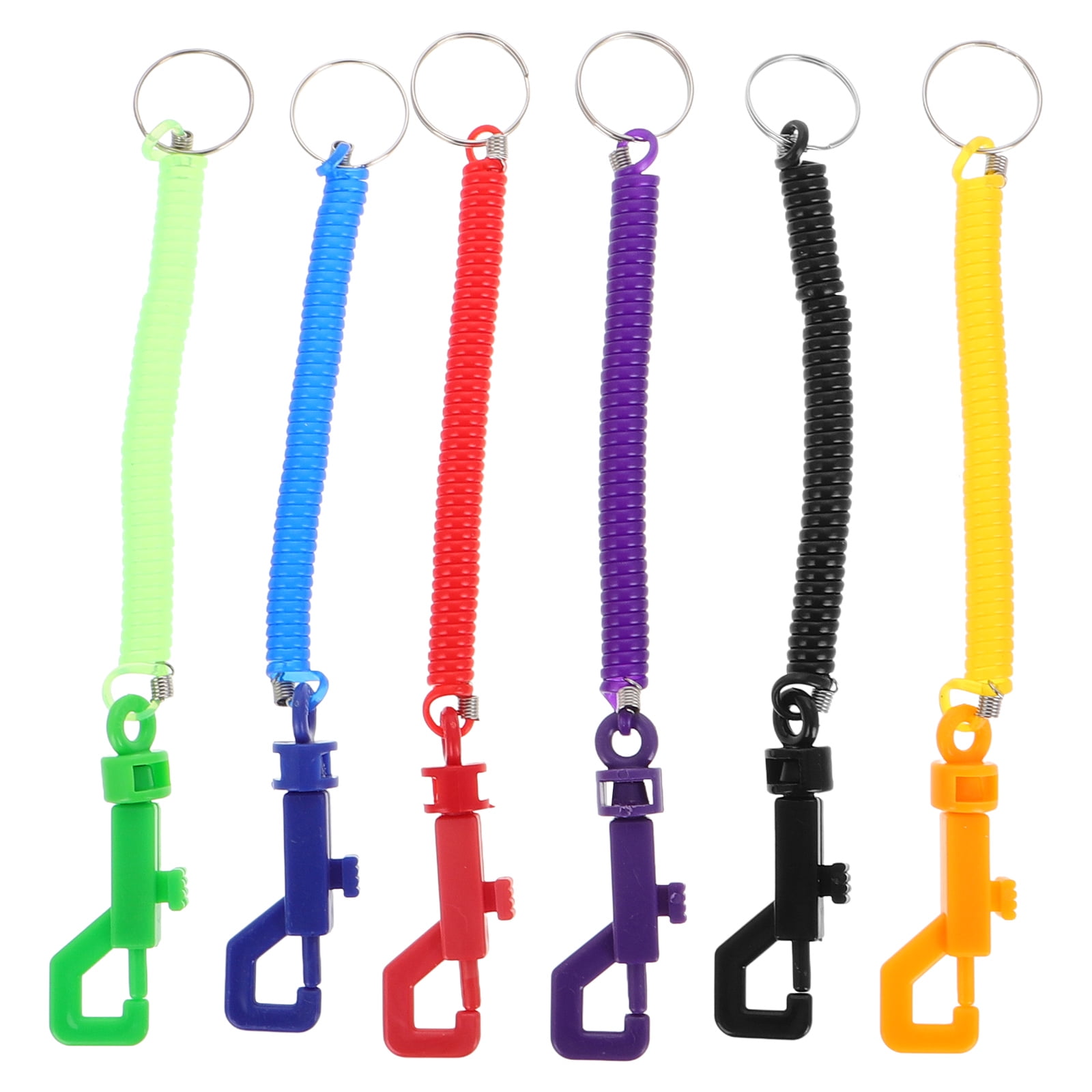 6pcs Retractable Spring Coil Keychain with Carabiner Clip for Pen Use ...