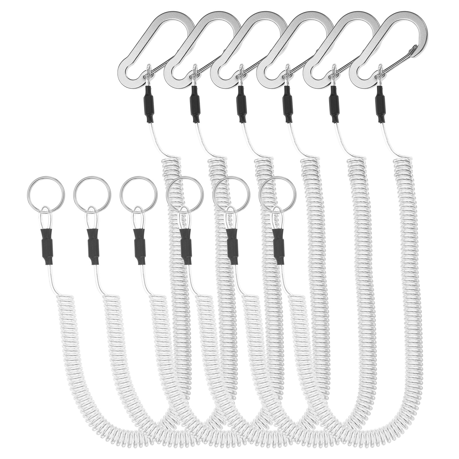 6pcs Retractable Spring Coil Straps, 6" Spiral Lanyard Cord with ...