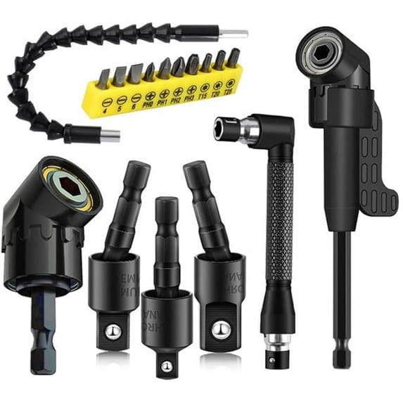 6pcs Right-Angle Drill Bit Accessory Set, Including 3 360° Rotatable 1/ ...