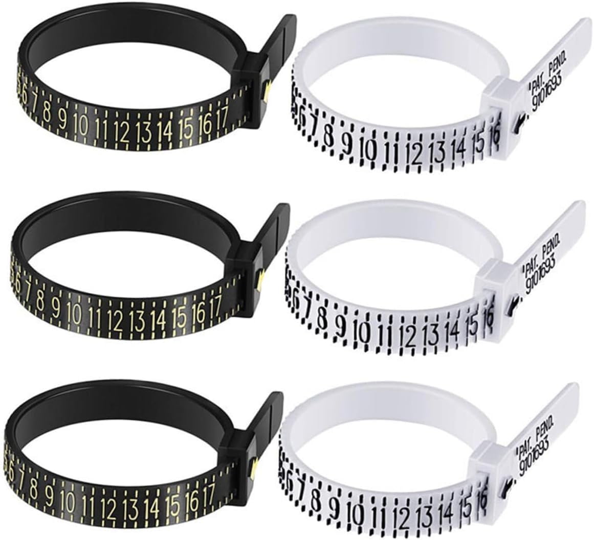 6pcs Rings Finger Size Measurement Finger Size Measuring Ring Gauge ...