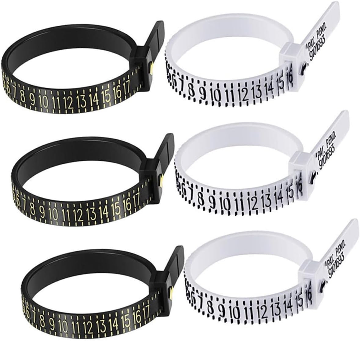 6pcs Rings Measurement Tool Ring Finger Size Finger Sizer The White ...