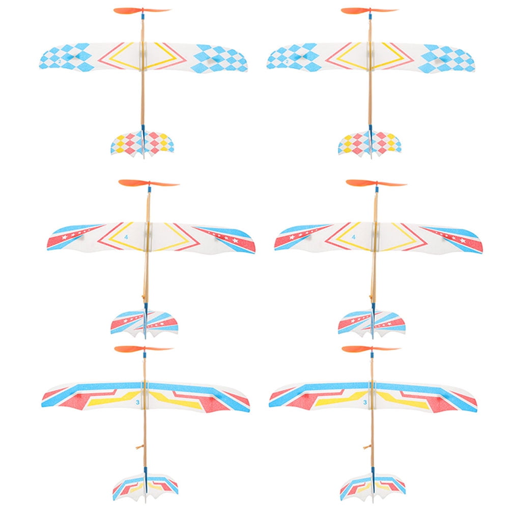 6pcs Rubber Band Glider Plane Model Outdoor Small Plane Toy Reusable ...